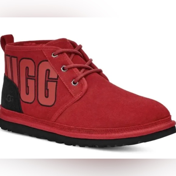 UGG | Shoes | Ugg Mens Neumel Graphic Outline Boots Red Black Suede Sz ...